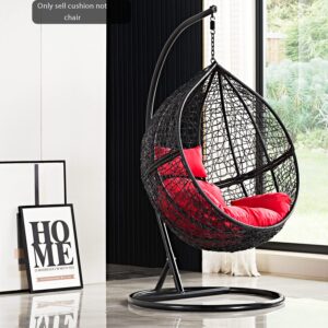 SK CHUMRA Egg Chair Cushion Hanging Basket Chair Pads Wicker Rattan Hanging Seat Cushion Nonslip Soft Headrest & Armrest Outdoor Porch Backyard UV Resistant Patio Hammock Swing Cushions (Red)