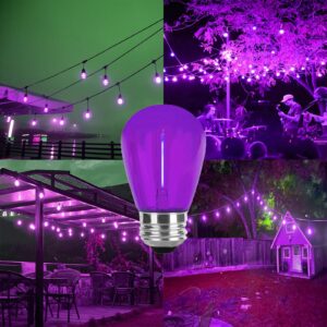 LRSUEYSKIN S14 Purple LED Bulbs 1W S14 LED Bulb Shatterproof Plastic Outdoor Indoor Filament Replacement Bulbs E26 Base Decorative LED String Light Bulbs for Party Home Wedding Halloween (Purple)