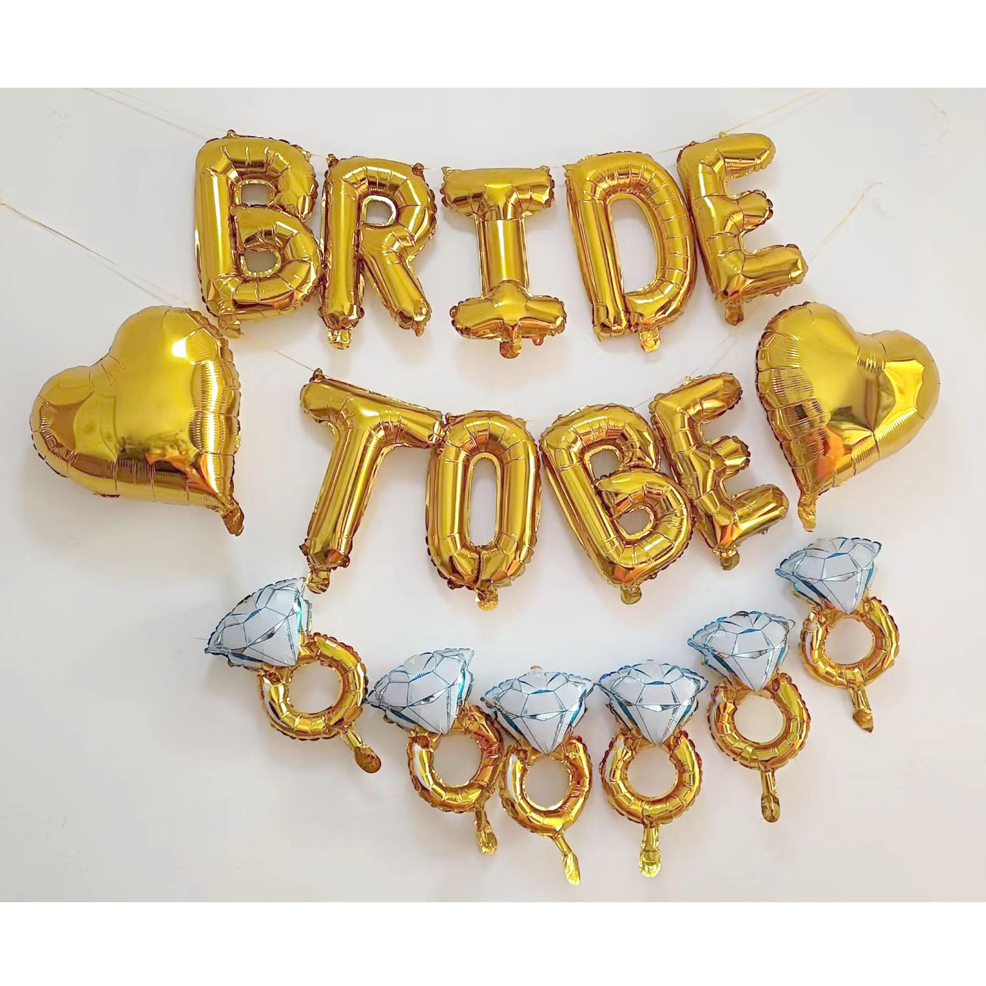 SHUNTAI Bride To Be Balloons Gold Bachelorette Party Decorations Engagement Ring Balloon 16 Inch Gold Letters Bride To Be Decor Banner for Wedding Rehearsal Bridal Shower Party Decoration Supplies