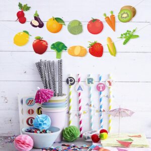 Uniwish Fruit and Vegetable Banner Farmers Market Party Decorations Garland Summer Fruit Garden Themed Baby Shower Birthday Party Supplies, Pre-Strung, NO DIY