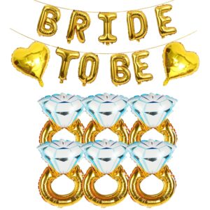 shuntai bride to be balloons gold bachelorette party decorations engagement ring balloon 16 inch gold letters bride to be decor banner for wedding rehearsal bridal shower party decoration supplies