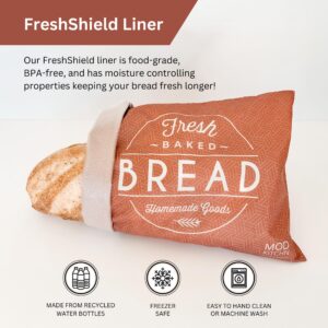 ModKitchn Reusable Bread Bags for Homemade Bread, 2-Pack XL Sourdough Bread Bags, Freezer Safe Bread Container, Bread Storage for Homemade Bread, Perfect Bread Making Accessories