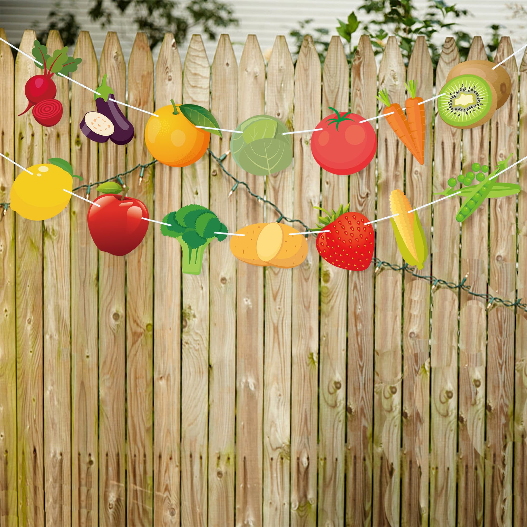 Uniwish Fruit and Vegetable Banner Farmers Market Party Decorations Garland Summer Fruit Garden Themed Baby Shower Birthday Party Supplies, Pre-Strung, NO DIY