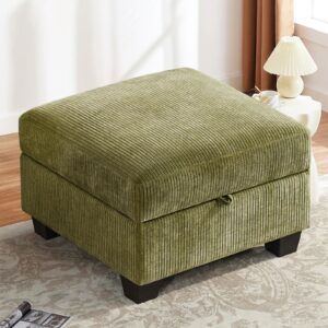 abcasa sofa ottoman with storage,ottoman module for modular sectional sofa couch, storage ottoman footrest and seat cube, green