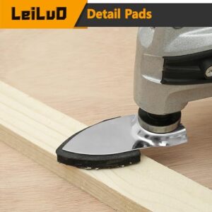 LEILUO 127 Pcs Oscillating Tool Sanding Pad Kit 2Pcs 3-1/2 Inch Triangle Sanding Pads 2Pcs Fingertip Sand Pad 120Pcs Sandpaper 3Pcs Adapters Compatible with DeWalt Dremel Milwaukee and More