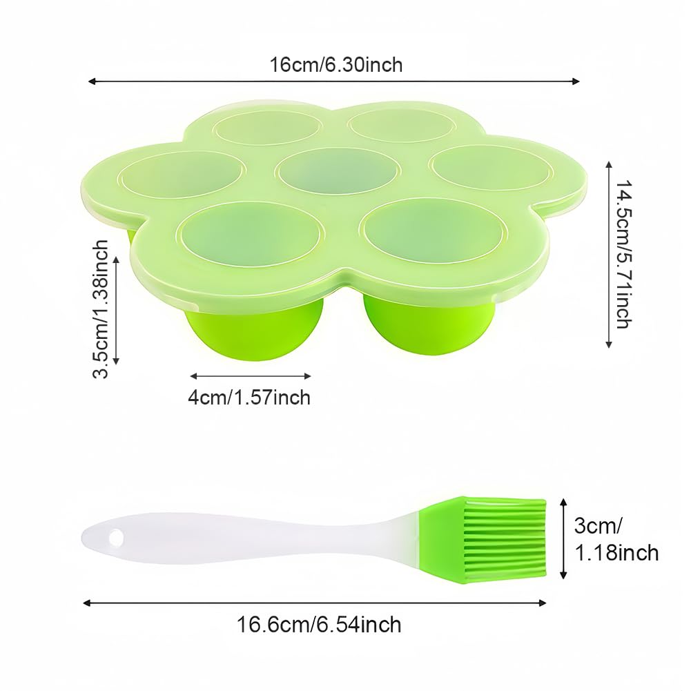 2Sets Silicone Air Fryer Egg bite Mold, 2 Pack Reusable Egg Bites Pan with Lid + 2 Pack Oil Brushes, Air Fryer Egg Mold for Air Fryer Accessories