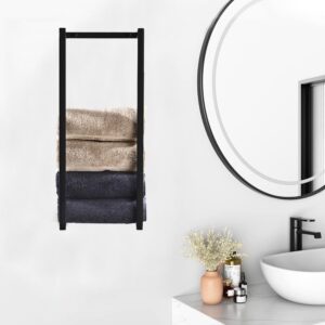 2 in 1 Modern Towel Rack for Rolled Towels,Towel Storage Rack for Bathroom or Toiled Paper Organizer,Premium Aluminum Matte Black Bath Towel Holder,Easy to Install