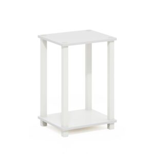 furinno simplistic end table, small, white/white