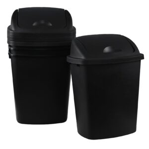 gloreen 4-pack 6.5 gallon swing top trash can, 25 l plastic kitchen garbage can, black