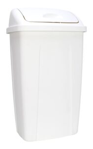 cjlxl 13 gallon trash can, plastic swing top kitchen garbage trash can (white)