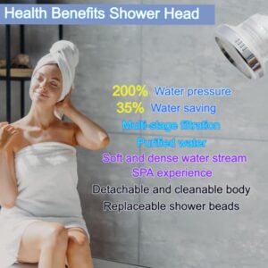 Ionic Shower Head High Pressure with Hose and Bracket, Mineral Balls Ionic Shower Head for Skin & Hair Health, Water Saving, Handheld 3 Modes Pressure Shower