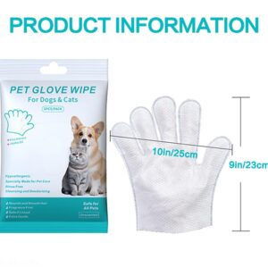 Herb Life Cleaning Glove for Dog and Cat, Wipes Gloves for Dog and Cat Fur Face, Ear, Eye, Paws Cleaning Wipes Pet Wash Free Gloves, Grooming Wipes for Pet No Rinse Thick Dog Wipes Gloves(12 Pcs)