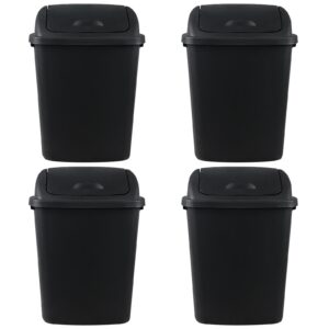 eudokkyna 4 pack 40 liter swing lid kitchen garbage can, plastic trash can with lid, black