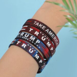 Mikovivi 4pcs Trump Bracelets 2024, Trump Take America Back Bracelet Donald Trump Rubber Bracelets Wristband Band for Men Women Patriotic Gift