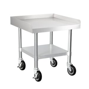 hardura stainless steel equipment work stand 24" x 24" prep table with under shelf and caster for commercial & workplace, home, hotel, garage