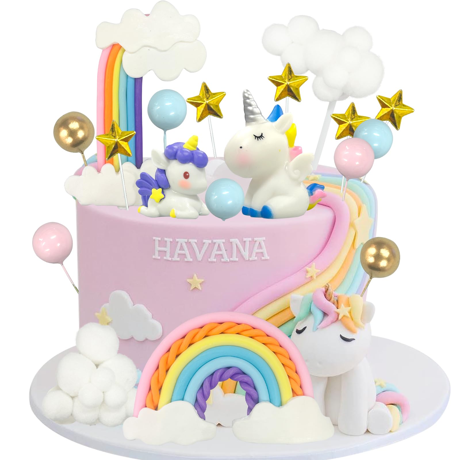 Rainbow Cake Decorations Rainbow Horse Cake Topper Rainbow Cloud Cake Topper Kit Balloon Happy Birthday Banner Cake Decoration Ball Cupcake Picks for Kids Girls Baby Shower Birthday Party Supplies