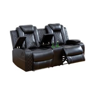 FUOROLA Home Theater Power Recliner Loveseat, Black