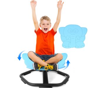 terramus elephant swivel chair for kids, 360° spinning seat, sensory spin chair, toddler sit and spin wobble chair, autism adhd toy chairs, play equipment relief motion sickness for boys girls (blue)