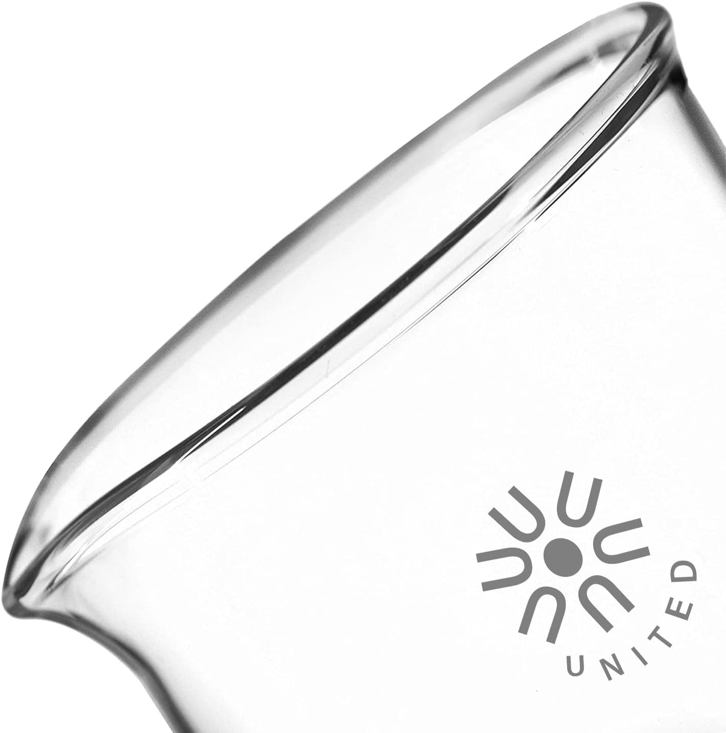 United Scientific™ 1000mL (1L) Beaker, Low Form Griffin, Boro. 3.3 Glass, Double Scale, Graduated