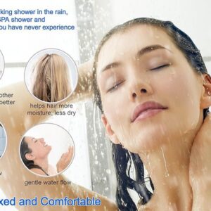 Ionic Shower Head High Pressure with Hose and Bracket, Mineral Balls Ionic Shower Head for Skin & Hair Health, Water Saving, Handheld 3 Modes Pressure Shower