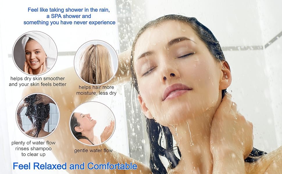 Ionic Shower Head High Pressure with Hose and Bracket, Mineral Balls Ionic Shower Head for Skin & Hair Health, Water Saving, Handheld 3 Modes Pressure Shower