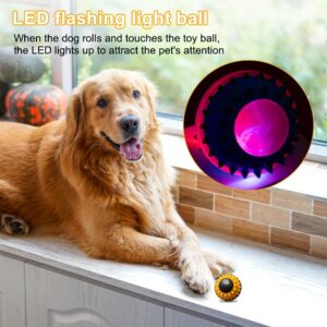 Dog Chewing Ball, Interactive Dog Teething Toy Bite Resistant Dog Toy Ball with LED Flash Light for Small Medium Dogs (Diameter 2.8")