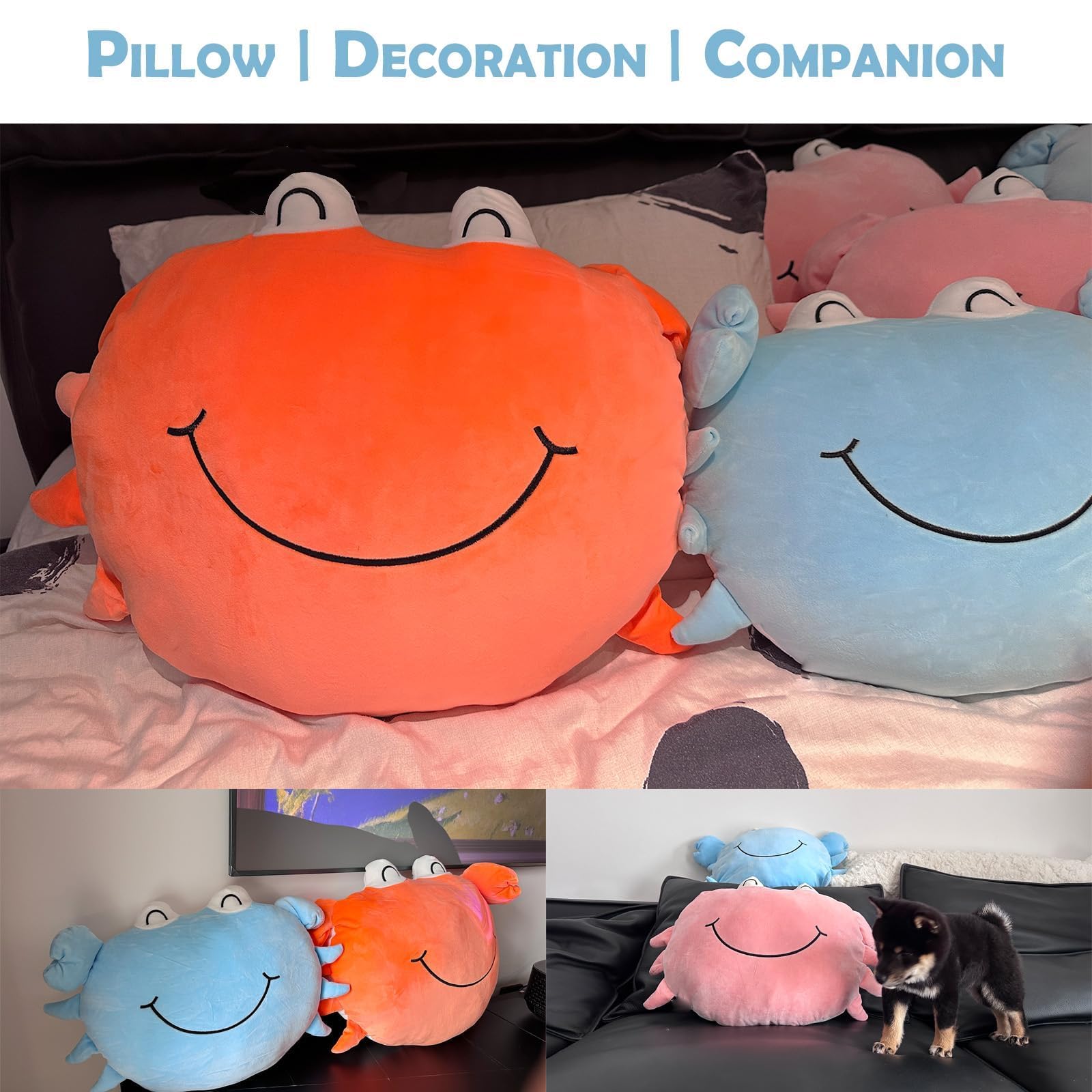 Yoholto Crab Plush Pillow, Crab Stuffed Animal, Birthday Home Decoration for Girls Boys (18.8 Inch, Blue)