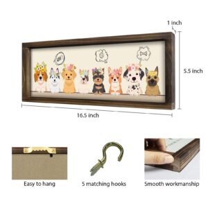 Kas Home Dog Wall Decor Wooden Key Holder Wall Mount with 5 Hooks, Cute Dog Wall Art Farmhouse Wood Key Rack Hanger for Entryway Hanging Wall Decorations (White - Dog, 5.5" x 16.5")