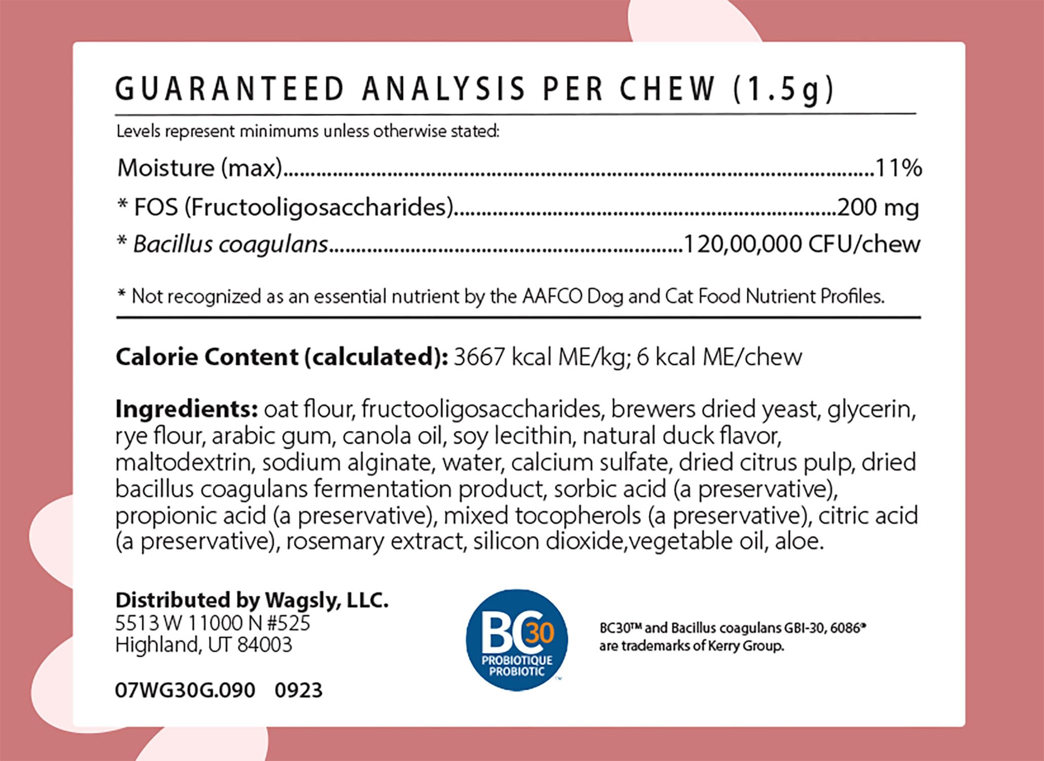 Wagsly PRO – Daily Probiotic for Dogs Digestive Health - Bacillus Coagulans, Digestive Enzymes, Immune Support, Diarrhea & Bowel Relief, Natural Duck Flavor - 90 Count - Dog Gut Health Supplement