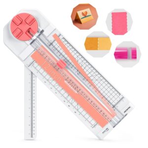 paper cutter for craft：paper trimmer, perforator, folding, pinking cutting on paper, vinyl, cardstock, photo for scrapbooking and cardmaking plus sideways ruler, pink, worklion