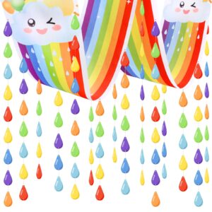 rgishop rainbow ceiling decorations 8.8ft cloud rainbow ceiling banner hanging colorful raindrop rainbow garland bunting for rainbow birthday party classroom baby shower