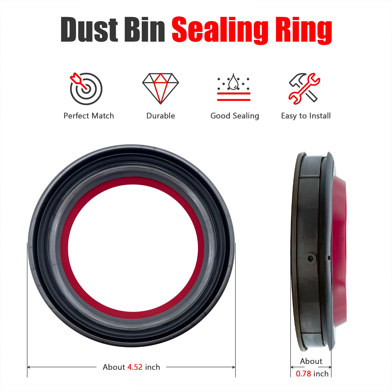 Cygclovia 2pcs V10 Dust Bin Top Fixed Sealing Ring Compatible with Dyson V10 SV12 Vacuum Dirt Cup Replacement Parts, Replacement for Dyson V12 Canister/Dustbin Seal Accessories