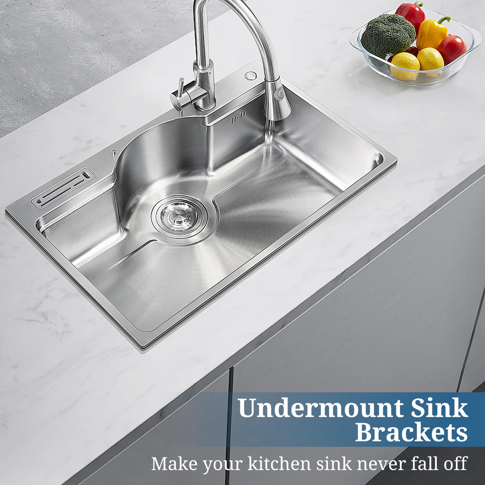 Undermount Sink Bracket for Kitchen,Adjustable Stainless Steel Undermount Sink Support,Sink Support Undermount Kit,Sink Repair Kit for Kitchen and Bathroom,Sink Support Legs（16 "To 27.08"）