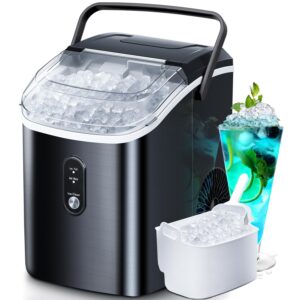 r.w.flame nugget ice maker countertop with soft chewable pellet ice,pebble portable ice machine with ice scoop, 34lbs/24 hours, self-cleaning, sonic ice, one-click operation, for kitchen,office