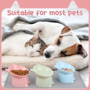 3 Pcs Elevated Cat Bowls 15°Cat Elevated Food Bowl with Silicone Mat Cat Bowls Elevated Whisker Friendly Anti Vomiting Cat Elevated Food and Water Bowls for Indoor Cats and Kittens