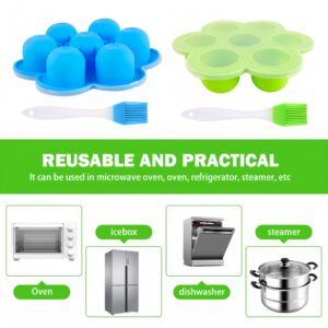 2Sets Silicone Air Fryer Egg bite Mold, 2 Pack Reusable Egg Bites Pan with Lid + 2 Pack Oil Brushes, Air Fryer Egg Mold for Air Fryer Accessories