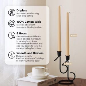 Pickood 10-Inch Tall Unscented Dripless Taper Candles Bulk 30 Pack - Beige Taper Candles Bulk, Perfect for Wedding, Dinner - Smokeless, 6-8 Hour Long Burning - Colored Candlesticks Bulk - Beige