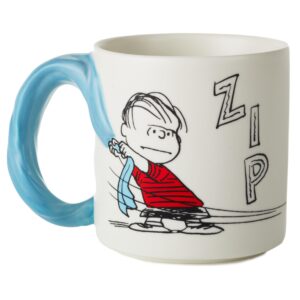 hallmark peanuts linus and snoopy coffee mug (dimensional blanket) 17 oz., gifts for moms, dad, teacher, boss