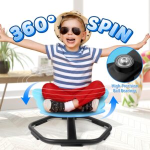 TERRAMUS Elephant Swivel Chair for Kids, 360° Spinning Seat, Sensory Spin Chair, Toddler Sit and Spin Wobble Chair, Autism ADHD Toy Chairs, Play Equipment Relief Motion Sickness for Boys Girls (Blue)