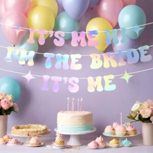 Pre-Strung It's Me Hi I'm The Bride It's Me Banner - NO DIY - Iridescent Bachelorette Party Banner - Pre-Strung on 8 ft Strand - Taylor Themed Bachelorette Party Decorations. Did we mention no DIY?