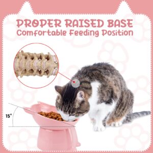 3 Pcs Elevated Cat Bowls 15°Cat Elevated Food Bowl with Silicone Mat Cat Bowls Elevated Whisker Friendly Anti Vomiting Cat Elevated Food and Water Bowls for Indoor Cats and Kittens