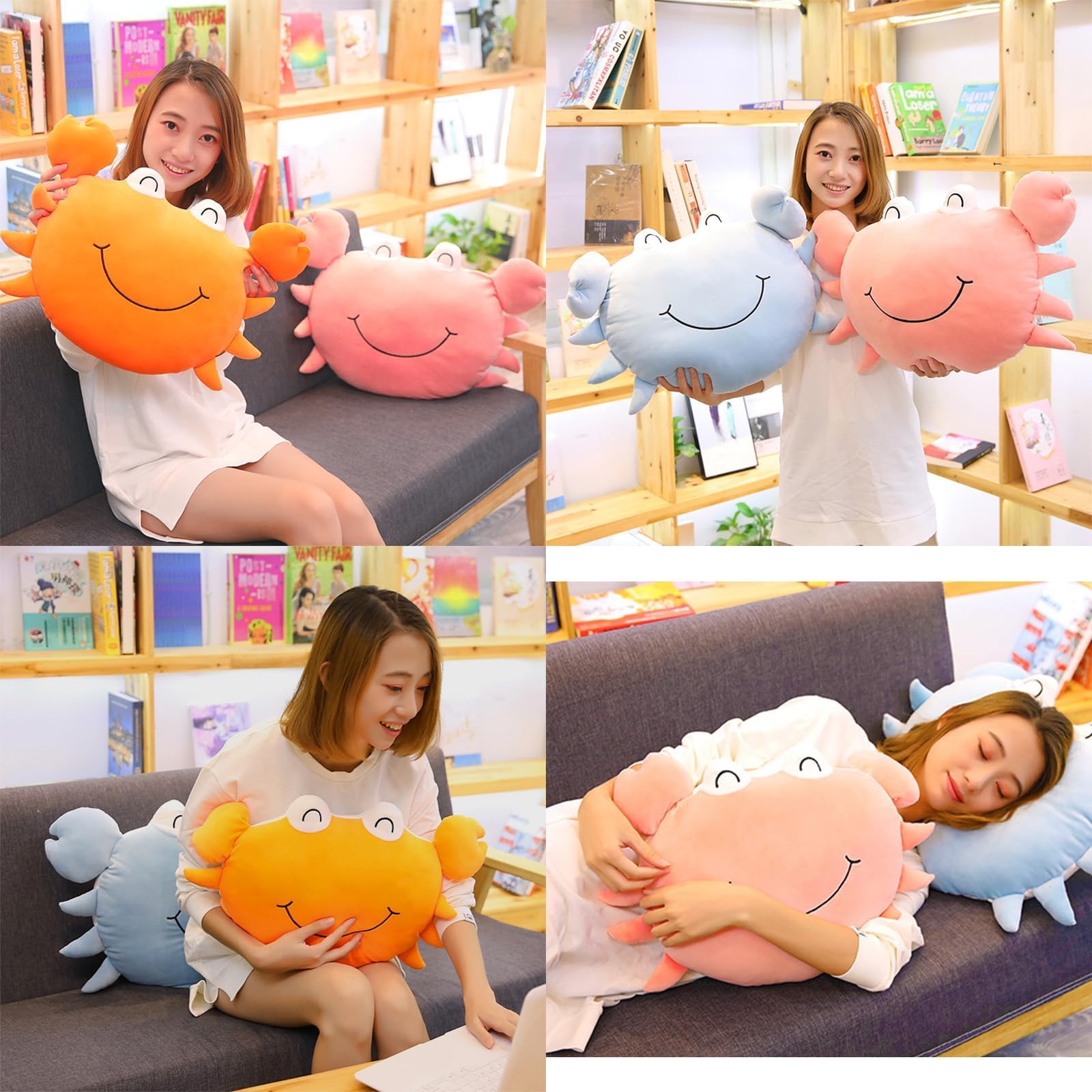 Yoholto Crab Plush Pillow, Crab Stuffed Animal, Birthday Home Decoration for Girls Boys (18.8 Inch, Blue)