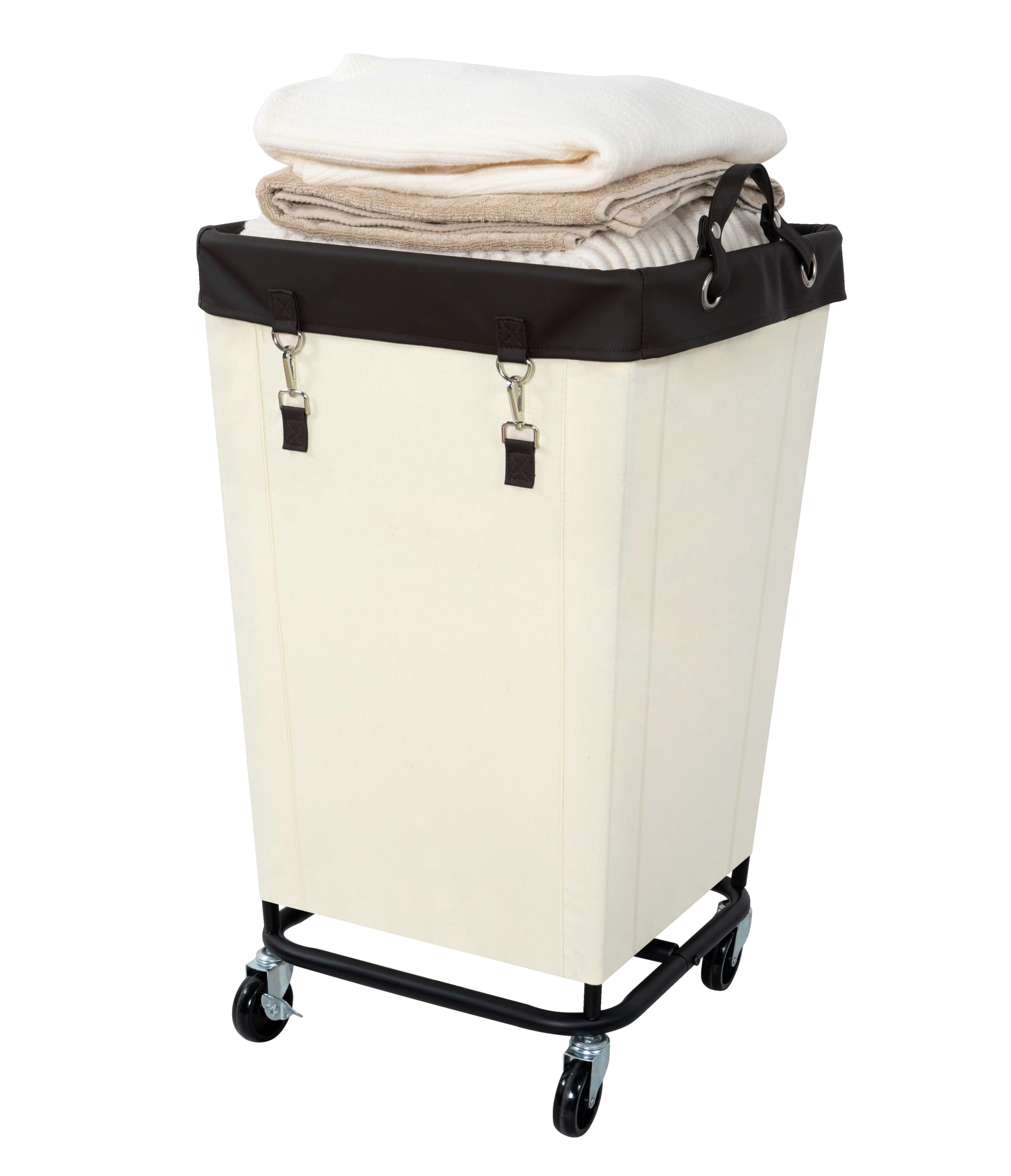 FLYBOX Laundry Hamper with Wheels, 160L Clothes Large Laundry Basket with Steel Frame and Removable Canvas Laundry Bag, Dirty Cloth Hamper for Home, Closet, Dorm, Bathroom, Laundry Room, Beige