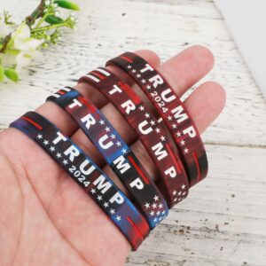 Mikovivi 4pcs Trump Bracelets 2024, Trump Take America Back Bracelet Donald Trump Rubber Bracelets Wristband Band for Men Women Patriotic Gift