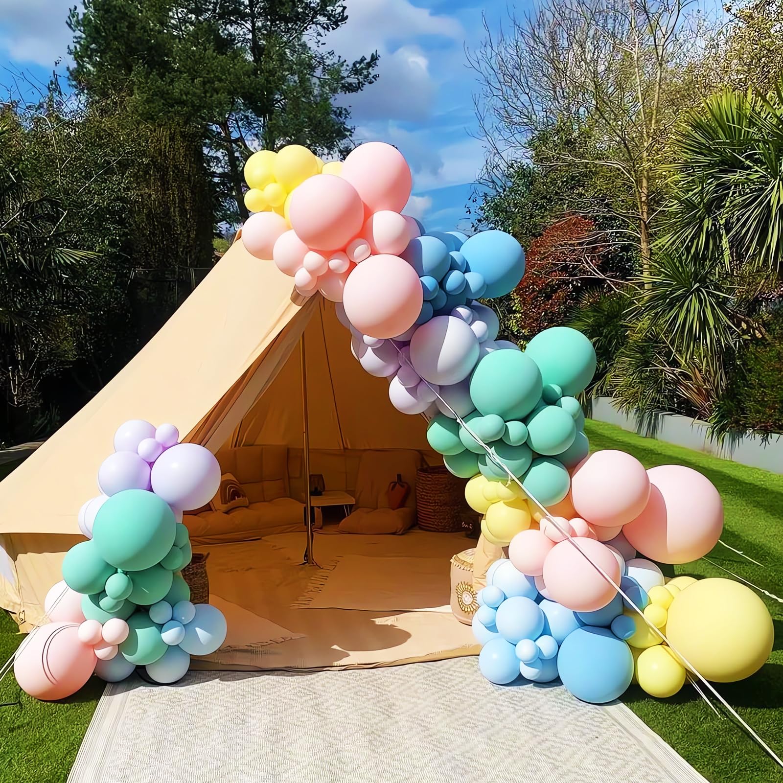 BHUCUTU Balloon Arch Kit Balloon Arch Stand with Base 8.2 Feet and 5 Feet Free Bending Shape Half Arch Balloon Stand Balloon Arch Frame for Birthday Baby Shower Wedding Graduation Party Decorations