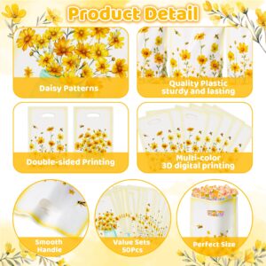 ArianQicult Wildflower Party Favor Bags 50Pcs Daisy Summer Party Gift Bags Wild One Yellow Goody Candy Treat Bags Baby in Bloom Party Decoration Supplies for Baby Shower Birthday Party Wedding