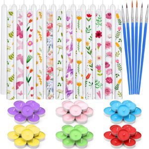 mtlee 78 pcs diy candle painting kit include 12 white taper candles 60 colored tealight candles 6 paint brushes for candles crafts birthday wedding party favors (multi color)