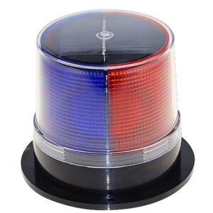 solar strobe warning light, waterproof cover safety flashing light, with strong magnetic base ceiling strobe light, for construction, traffic, factory, crane tower, boat navigation (red+blue)