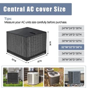 Air Conditioner Covers for Outside, Breathable Full Mesh With Waterproof Top Air Conditioner Cover for All Seasons, AC Unit Cover Protect from Cotttonwood Fluff, Leaves, Debris, 32"W x 32"D x 36"H