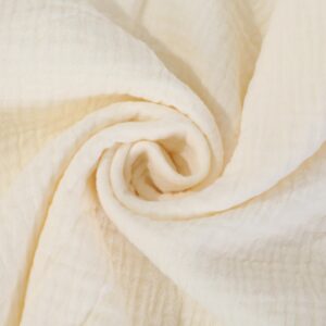 100% cotton double gauze muslin fabric by the yard, crinkle fabric, swaddle fabric, cheesecloth fabric, choose from 40 colors (ivory)